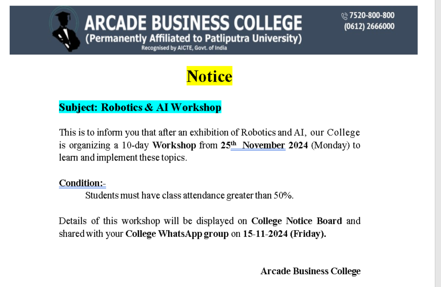 Robotics & AI Workshop - Arcade Business College